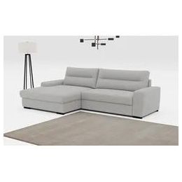 Ecksofa COTTA "Cappa L-Form" Sofas Gr. B/H/T: 295cm x 93cm x 163cm, Flachgewebe LEINENOPTIK, Recamiere links, ohne Bettkasten und ohne Bettfunktion, grau (light grey)