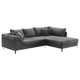 Ecksofa Inosign "Portofino" Sofas Gr. B/H/T: 317cm x 98cm x 228cm, Microfaser, Recamiere rechts, schwarz (memphis 17 black) 4 Bezugsqualitäten, 13,5 cm hohe Metall-Profilfüße in matt-schwarz