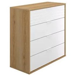 Kommode GAMI Sideboards Gr. B/H/T: 106cm x 103cm x 45cm, weiss glänzend lackiert, 4 St., beige (helvezia eiche nachbildung) Kommode mit 4 Schubladen zur Aufbewahrung