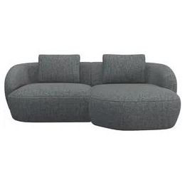 Wohnlandschaft FLEXLUX "Torino, rund, L-Form, Sofa-Ecke mit Recamiere, Longchair-Sofa" Sofas Gr. B/H/T: 217cm x 85cm x 146cm, Chenille, Chaiselongue rechts, grün (moss green) Modernes, organisches Sofa-Design, Kaltschaum, Wellenunterfederung