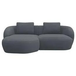 Wohnlandschaft FLEXLUX "Torino, rund, L-Form, Sofa-Ecke mit Recamiere, Longchair-Sofa" Sofas Gr. B/H/T: 217cm x 85cm x 146cm, Lederoptik, Chaiselongue links, grau (elephant grey) Modernes, organisches Sofa-Design, Kaltschaum, Wellenunterfederung