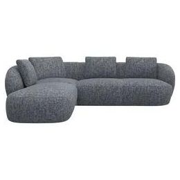 Ecksofa FLEXLUX "Torino, rund, L-Form, Sofa-Ecke mit Ottomane" Sofas Gr. B/H/T: 265cm x 85cm x 237cm, Chenille, lange Ottomane links, grau (granite grey) Modernes, organisches Sofa-Design, Kaltschaum, Wellenunterfederung