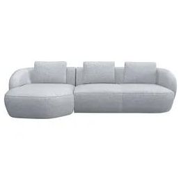 Wohnlandschaft FLEXLUX "Torino, rund, L-Form, Sofa-Ecke mit Recamiere, Longchair-Sofa" Sofas Gr. B/H/T: 276cm x 85cm x 146cm, Chenille, Chaiselongue links, grau (sandy shell) Modernes, organisches Sofa-Design, Kaltschaum, Wellenunterfederung