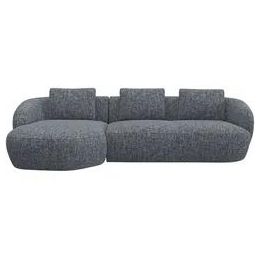 Wohnlandschaft FLEXLUX "Torino, rund, L-Form, Sofa-Ecke mit Recamiere, Longchair-Sofa" Sofas Gr. B/H/T: 276cm x 85cm x 146cm, Chenille, Chaiselongue links, grau (granite grey) Modernes, organisches Sofa-Design, Kaltschaum, Wellenunterfederung