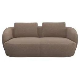 2,5-Sitzer FLEXLUX "Torino, rund, Couch, Loveseat" Sofas Gr. B/H/T: 186cm x 85cm x 102cm, Chenille-Struktur, braun (hazel) Modernes, organisches Sofa-Design, Kaltschaum, Wellenunterfederung