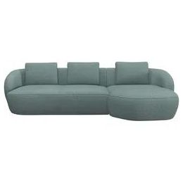 Wohnlandschaft FLEXLUX "Torino, rund, L-Form, Sofa-Ecke mit Recamiere, Longchair-Sofa" Sofas Gr. B/H/T: 276cm x 85cm x 146cm, Boucle, Chaiselongue rechts, blau (sky blue) Modernes, organisches Sofa-Design, Kaltschaum, Wellenunterfederung