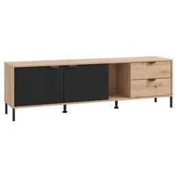 TV-Board Home Affaire "Vandea Lowboard, TV-Schrank, TV-Ständer, modernes Design" Sideboards Gr. B/H/T: 182,5cm x 54,5cm x 40cm, 2 St., schwarz (artisan eiche/schwarz) Trendfarben, Front in 3D-Optik