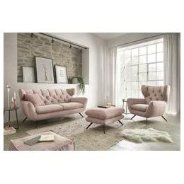 2,5-Sitzer 3C Candy "Beatrice" Sofas Gr. B/H/T: 200cm x 94cm x 95cm, Breitcord, rosa (rosé) mit Rückensteppung im Rautenmuster, auch in Breitcord