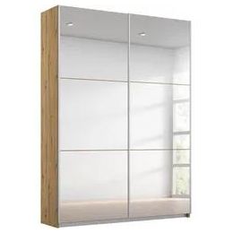 Schwebetürenschrank Rauch "Kleiderschrank Schrank Garderobe REFLECT" Schränke Gr. B/H/T: 131cm x 191cm x 59cm, 2 St., braun (eiche artisan) inkl. praktischer Innenausstattung mit 2 Stoffboxen MADE IN GERMANY