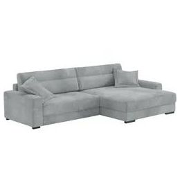 Ecksofa Inosign "Marcello" Sofas Gr. B/H/T: 310cm x 90cm x 184cm, Velours, Bettfunktion links-Recamiere rechts, silberfarben (dolce 14 silber) inklusive EasyBett und Bettkasten