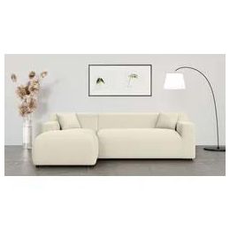 Ecksofa Home Affaire "Lilliana" Sofas Gr. B/H/T: 256cm x 76cm x 160cm, Feincord, Recamiere links, beige (creme) L-Form