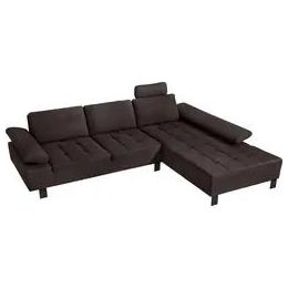 Ecksofa Alina "Royce" Sofas Gr. B/H/T: 296cm x 103cm x 223cm, Struktur fein XBO, Recamiere rechts, braun (dunkelbraun xbo 4) inklusive Sitztiefenverstellung, 296 cm breit