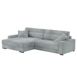 Ecksofa Inosign "Marcello" Sofas Gr. B/H/T: 310cm x 90cm x 184cm, Velours, Bettfunktion rechts-Recamiere links, silberfarben (dolce 14 silber) inklusive EasyBett und Bettkasten