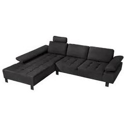 Ecksofa Alina "Royce" Sofas Gr. B/H/T: 270cm x 103cm x 223cm, Struktur fein XBO, Recamiere links, schwarz (schwarz xbo 10) inklusive Sitztiefenverstellung, 270 cm breit