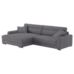 Ecksofa Inosign "Marcello" Sofas Gr. B/H/T: 310cm x 90cm x 184cm, Cord, Bettfunktion rechts-Recamiere links, grau (stripes 8629 stone) inklusive EasyBett und Bettkasten