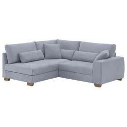 Ecksofa Home Affaire "Helena II, L-Form" Sofas Gr. B/H/T: 227 cm x 68 cm x 190 cm, Material, Ottomane links, ohne Bettfunktion, blau (blaugrau) Mit Federkern, wahlweise mit Bett und Taschenfederkern