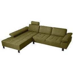 Ecksofa Alina "Royce" Sofas Gr. B/H/T: 296cm x 103cm x 223cm, Struktur fein XBO, Recamiere links, grün (olivgrün xbo 13) inklusive Sitztiefenverstellung, 296 cm breit