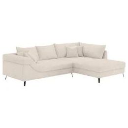 Ecksofa Inosign "Portofino" Sofas Gr. B/H/T: 317cm x 98cm x 228cm, Cord, Recamiere rechts, beige (stripes 8622 narur) 4 Bezugsqualitäten, 13,5 cm hohe Metall-Profilfüße in matt-schwarz