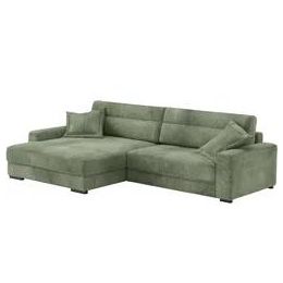 Ecksofa Inosign "Marcello" Sofas Gr. B/H/T: 310cm x 90cm x 184cm, Velours, Bettfunktion rechts-Recamiere links, grün (dolce 11 green) inklusive EasyBett und Bettkasten