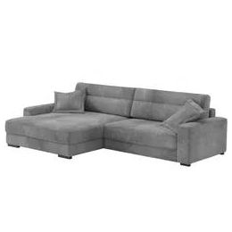 Ecksofa Inosign "Marcello" Sofas Gr. B/H/T: 310cm x 90cm x 184cm, Velours, Bettfunktion rechts-Recamiere links, grau (dolce 16 graphite) inklusive EasyBett und Bettkasten