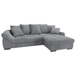 Ecksofa Inosign "Livorno DuraFlex" Sofas Gr. B/H/T: 266cm x 66cm x 188cm, Soft clean, Recamiere rechts-Bettfunktion links, grau (novaclean avanti 1 stone) inkl. Hochschläfer-Bettauszug, XL-Bettkasten weiß beschichtet