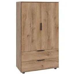 Wäscheschrank wimex "Easy Plus Kleiderschrank Garderobe 2 Schubladen, 81 oder 130cm breit" Schränke Gr. B/H/T: 81cm x 140cm x 40cm, 2 St., braun (plankeneiche nachbildung) in verschiedenen Farben, moderne Optik mit schwarzen Metallgriffen