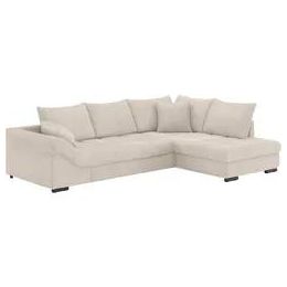 Ecksofa Inosign "Allegro DuraFlex, L-Form" Sofas Gr. B/H/T: 303cm x 86cm x 202cm, Cord, Ottomane rechts, beige (stripes 8622 narur) Hochschläfer-Bettauszug, Kaltschaumpolsterung, bis 140 kg belastbar