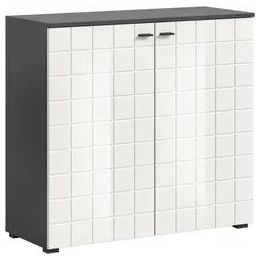 Kommode Inosign "Gora, Breite 92 cm, gefräste Front in Waffeloptik hochglanz" Sideboards Gr. B/T: 92cm x 37cm, schwarz (anthrazit / weiß hochglanz) Sideboard, Schrank, Anrichte