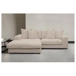 Ecksofa WERK2 "Eldorado L-Form" Sofas Gr. B/H/T: 285cm x 99cm x 195cm, Breitcord, Ottomane links, grau (taupe)