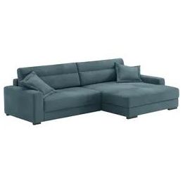 Ecksofa Inosign "Marcello" Sofas Gr. B/H/T: 310cm x 90cm x 184cm, Microfaser, Bettfunktion links-Recamiere rechts, blau (memphis 13 petrol) inklusive EasyBett und Bettkasten