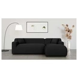 Ecksofa Home Affaire "Lilliana" Sofas Gr. B/H/T: 256cm x 76cm x 160cm, Feincord, Recamiere rechts, schwarz L-Form