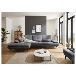 Ecksofa DIE PLANBAR "MP-IN23002 L-Form" Sofas Gr. B/H/T: 322cm x 93cm x 188cm, Ottomane links, Armteilverstellung-Sitztiefenverstellung, schwarz (cyber anthrazit) wahlweise mit Armteil- und Sitztiefenverstellung