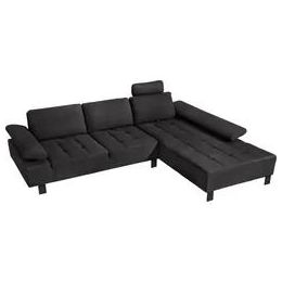 Ecksofa Alina "Royce" Sofas Gr. B/H/T: 296cm x 103cm x 223cm, Struktur fein XBO, Recamiere rechts, schwarz (schwarz xbo 10) inklusive Sitztiefenverstellung, 296 cm breit