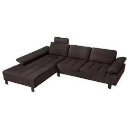 Ecksofa Alina "Royce" Sofas Gr. B/H/T: 296cm x 103cm x 223cm, Struktur fein XBO, Recamiere links, braun (dunkelbraun xbo 4) inklusive Sitztiefenverstellung, 296 cm breit