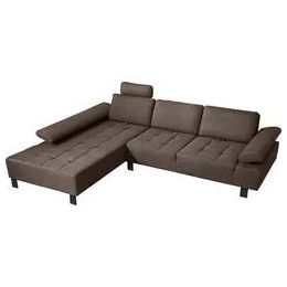 Ecksofa Alina "Royce" Sofas Gr. B/H/T: 270cm x 103cm x 223cm, Struktur fein XBO, Recamiere links, braun (hellbraun xbo 2) inklusive Sitztiefenverstellung, 270 cm breit