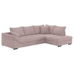 Ecksofa Inosign "Allegro DuraFlex, L-Form" Sofas Gr. B/H/T: 303cm x 86cm x 202cm, Cord, Ottomane rechts, rosa (stripes 8626 flamingo) Hochschläfer-Bettauszug, Kaltschaumpolsterung, bis 140 kg belastbar