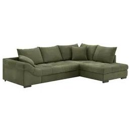 Ecksofa Inosign "Allegro DuraFlex, L-Form" Sofas Gr. B/H/T: 303 cm x 86 cm x 202 cm, Microfaser, Ottomane rechts, grün (memphis 12 green) Hochschläfer-Bettauszug, Kaltschaumpolsterung, bis 140 kg belastbar