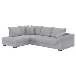 Ecksofa Inosign "Allegro DuraFlex, L-Form" Sofas Gr. B/H/T: 303cm x 86cm x 202cm, Cord, Ottomane links, grau (stripes 8637 warm grau) Hochschläfer-Bettauszug, Kaltschaumpolsterung, bis 140 kg belastbar