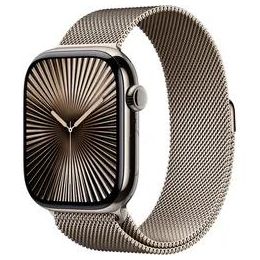 Smartwatch Apple "Watch 10 Titan" Smartwatches Gr. 46mm, Cellular, S/M, Milanaise, beige (natur)