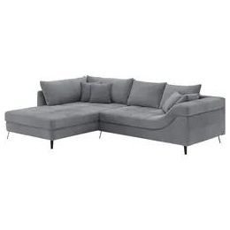 Ecksofa Inosign "Portofino" Sofas Gr. B/H/T: 317cm x 98cm x 228cm, Soft clean, Recamiere links, grau (novaclean avanti 1 stone) 4 Bezugsqualitäten, 13,5 cm hohe Metall-Profilfüße in matt-schwarz