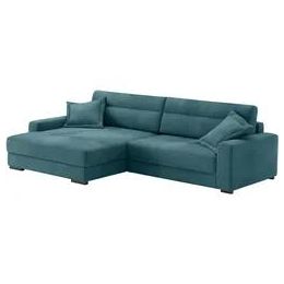 Ecksofa Inosign "Marcello" Sofas Gr. B/H/T: 310cm x 90cm x 184cm, Microfaser, Bettfunktion rechts-Recamiere links, blau (memphis 13 petrol) inklusive EasyBett und Bettkasten