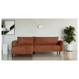 Ecksofa Inosign "Glandine" Sofas Gr. B/H/T: 233cm x 82cm x 177cm, Chenille-Struktur, Recamiere links, orange (terra) L-Form