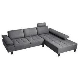 Ecksofa Alina "Royce" Sofas Gr. B/H/T: 270cm x 103cm x 223cm, Struktur fein XBO, Recamiere rechts, grau (anthrazit xbo 9) inklusive Sitztiefenverstellung, 270 cm breit