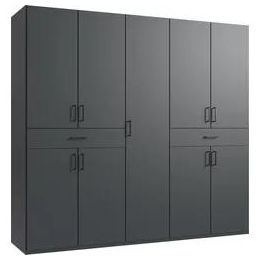 Drehtürenschrank wimex "Tibet" Schränke Gr. B/H/T: 225cm x 208cm x 58cm, 9 St., grau (graphit) mit Schubkästen auf bequemer Zugriffshöhe