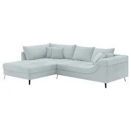 Ecksofa Inosign "Portofino" Sofas Gr. B/H/T: 317cm x 98cm x 228cm, Soft clean, Recamiere links, grau (novaclean avanti 3 silver) 4 Bezugsqualitäten, 13,5 cm hohe Metall-Profilfüße in matt-schwarz