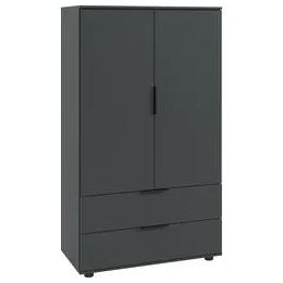 Wäscheschrank wimex "Easy Plus Kleiderschrank Garderobe 2 Schubladen, 81 oder 130cm breit" Schränke Gr. B/H/T: 81cm x 140cm x 40cm, 2 St., grau (graphit) in verschiedenen Farben, moderne Optik mit schwarzen Metallgriffen