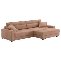 Ecksofa Inosign "Marcello" Sofas Gr. B/H/T: 310cm x 90cm x 184cm, Soft clean, Bettfunktion links-Recamiere rechts, braun (novaclean avanti 9 ginger) inklusive EasyBett und Bettkasten