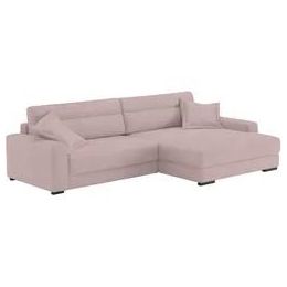 Ecksofa Inosign "Marcello" Sofas Gr. B/H/T: 310cm x 90cm x 184cm, Cord, Bettfunktion links-Recamiere rechts, rosa (stripes 8626 flamingo) inklusive EasyBett und Bettkasten