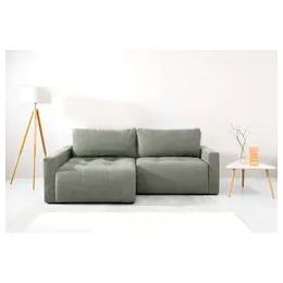 Ecksofa Home Affaire "Eibisch" Sofas Gr. B/H/T: 234cm x 90cm x 146cm, Struktur weich, Recamiere beidseitig montierbar, mit Bettfunktion und Bettkasten, grau L-Form mit Bettfunktion