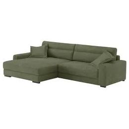 Ecksofa Inosign "Marcello" Sofas Gr. B/H/T: 310cm x 90cm x 184cm, Cord, Bettfunktion rechts-Recamiere links, grün (stripes 8641 green) inklusive EasyBett und Bettkasten